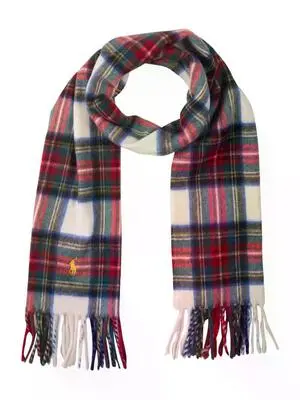 Polo Ralph Lauren Plaid Fringed Scarf - White