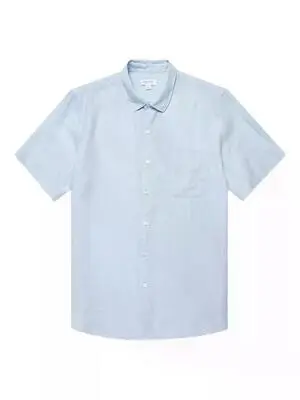 Sunspel Short-sleeve Linen Shirt - Blue