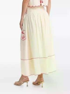 NEVER FULLY DRESSED Pollenca Embroidered Midi Skirt