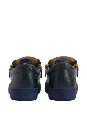 GIUSEPPE ZANOTTI Frankie Reptile-print Sneakers - Blue