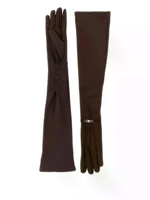 Elisabetta Franchi Leather Gloves - Brown