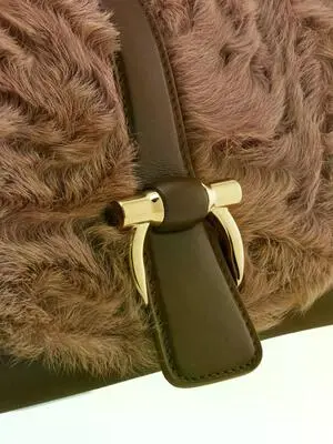 FERRAGAMO Mini Bag With Shearling Front And Chain Strap