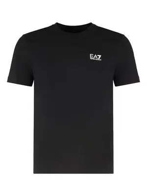 EA7 Logo Cotton T-shirt - Black