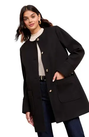 FRIENDS LIKE THESE Collarless Swing Coat