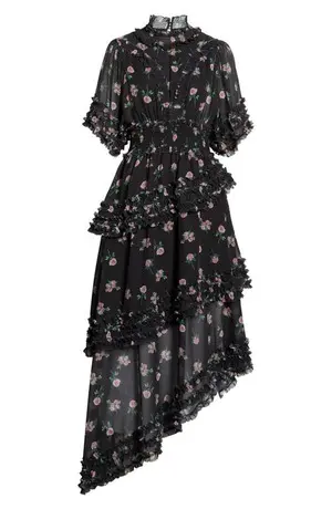 SISTER JANE Rose Print Ruffle Maxi Dress