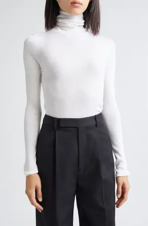 TWP Wool Ribbed Turtleneck Top - Ivory