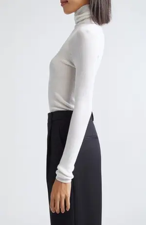 TWP Wool Ribbed Turtleneck Top - Ivory