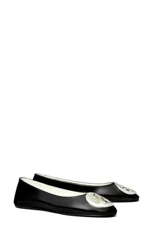 Tory Burch Reva Ballerina Flat - Perfect Black/silver