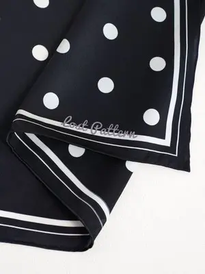 LOST PATTERN Retro Polka" Silk Bandana Scarf - Black & White