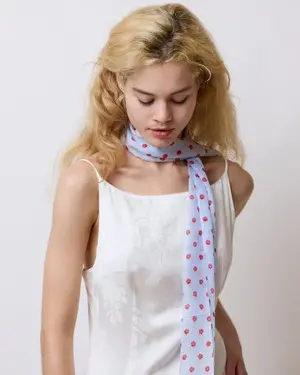 LOST PATTERN Petal Veil" Silk Chiffon Neck Scarf - Blue