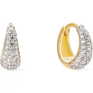 ANA LUISA Nate Pavé Huggie Hoop Earrings - Yellow Gold/clear