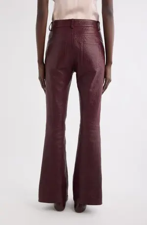 Chloé Lambskin Leather Flare Leg Trousers - 55y Full Violine
