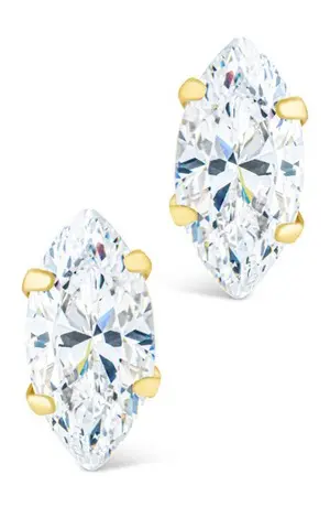 Sterling Forever Marquise-cut Cubic Zirconia Stud Earrings - Gold