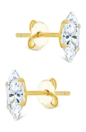 Sterling Forever Marquise-cut Cubic Zirconia Stud Earrings - Gold