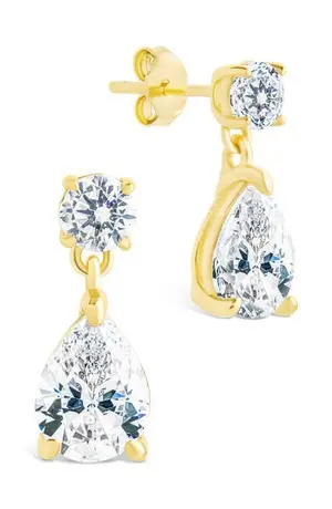 Sterling Forever Imogen Cubic Zirconia Drop Earrings - Gold