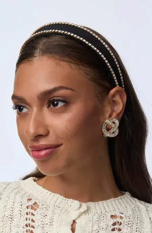Lele Sadoughi Bessette Crystal Edge Velvet Headband
