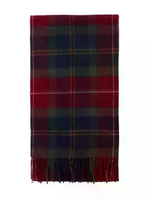 Barbour Checked Fringed Scarf - Red