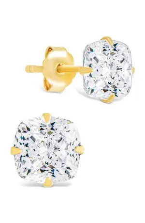 Sterling Forever Cushion-cut Cubic Zirconia Stud Earrings - Gold