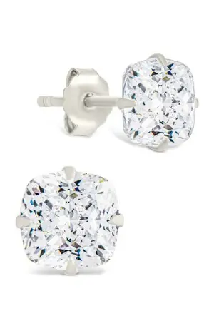 Sterling Forever Cushion-cut Cubic Zirconia Stud Earrings - Silver