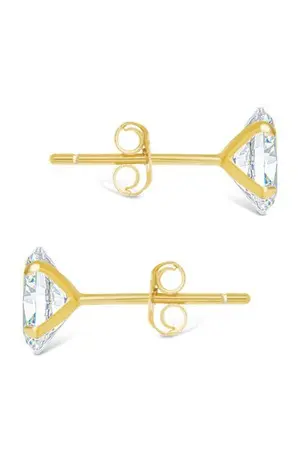 Sterling Forever Oval Cut Cubic Zirconia Stud Earrings - Gold