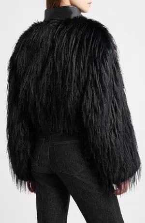BOSS Faux Leather And Faux Fur Cropped Jacket