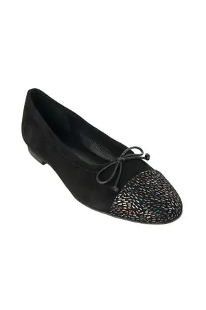 MENINA STEP Amelie Leather Ballet Flat - Black Speckle
