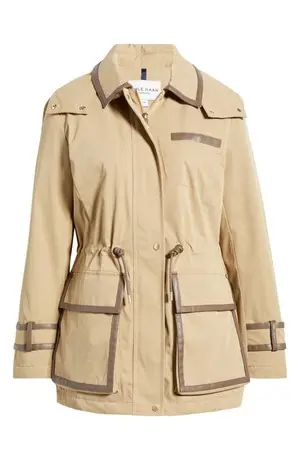 Cole Haan Hooded Water Resistant Insulated Raincoat - Sand