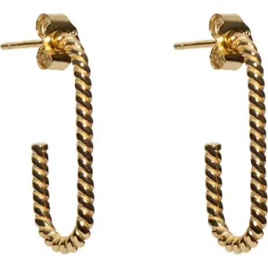 Argento Vivo Rope Oblong Hoop Earrings - Gold