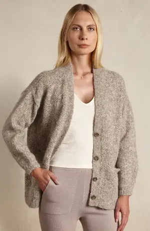 OYUN Handknit Basketweave Cardigan - Oat