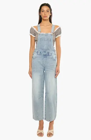 KANCAN Aide Barrel Denim Overalls - Medium Light Wash