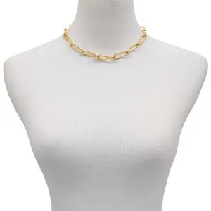 Vince Camuto Open Link Necklace With Cubic Zirconia - 14k Gold Plated