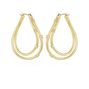 Vince Camuto Teardrop Hoop Earrings With Stone Accents - 14k Gold Plated