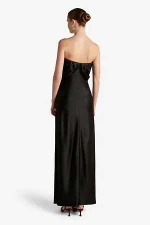 Marina Moscone Satin Draped Bustier Dress - Black