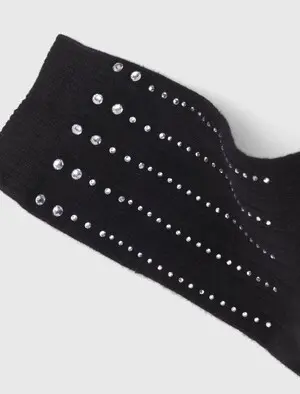 Maje Cotton Socks With Rhinestone Detail - Black