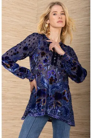 Hale Bob Julissa Velvet Burnout Top - Black