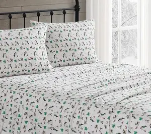 TRULY SOFT Holiday Dogs Queen Flannel Sheet Set
