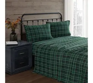 TRULY SOFT Tartan Plaid Full Flannel Sheet Set - One-color