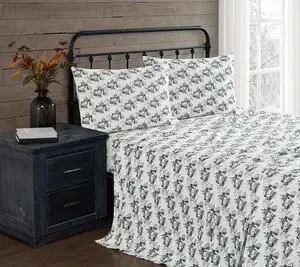 TRULY SOFT Festive Cottage Toile Twin Flannel S Heet Set - One-color