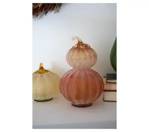 LAUREN MCBRIDE As Is 10.5' Frosted Glass Pumpkin Stack By - One-color