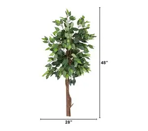 NEARLY NATURAL 4' Artificial Double Trunk Ficus Tree