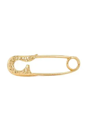 KENNETH JAY LANE Hammered Safety Pin Brooch - Gold