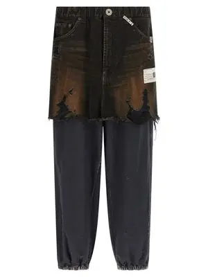 Mihara Yasuhiro Waist Layered Denim Pants - Black