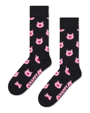 Happy Socks Pig Crew Socks - Black