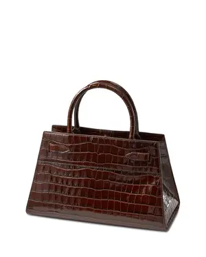 Veronica Beard Croc Embossed Leather Satchel - Chestnut
