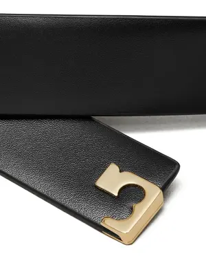 Tory Burch Roller Buckle Leather Belt - Black/gold
