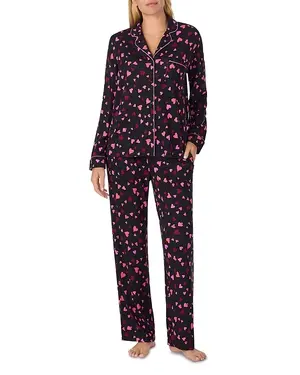 Kate Spade New York Printed Long Pajama Set - Heart Swirl Multi