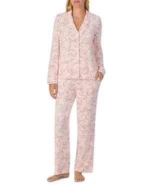 Kate Spade New York Printed Long Pajama Set - Ribbon