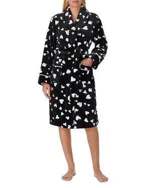 Kate Spade New York Love Long Sleeve Robe - Black Heart Swirl