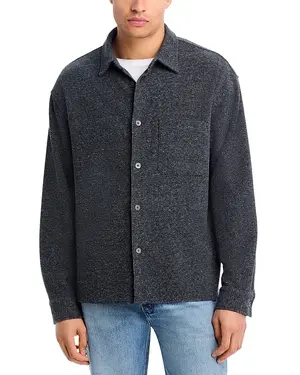 FRAME Cotton Blend Waffle Textured Button Down Shirt - Heather Grey