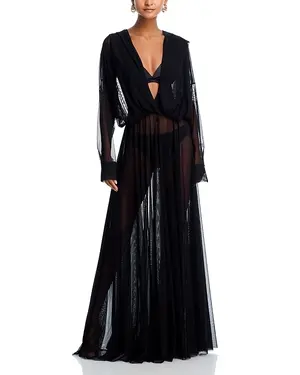 Norma Kamali Hooded Mesh Gown